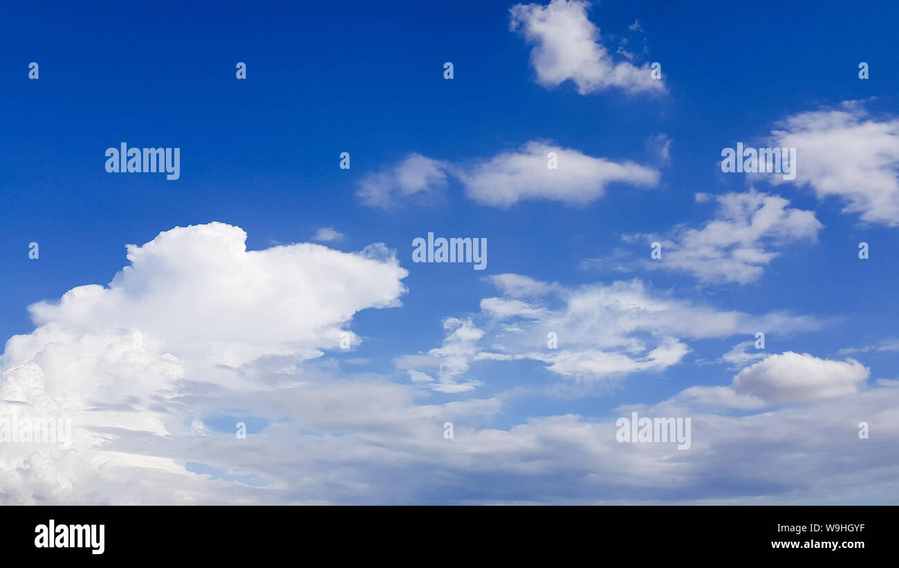 clear blue sky with white cloud background. Clearing day and Good ...