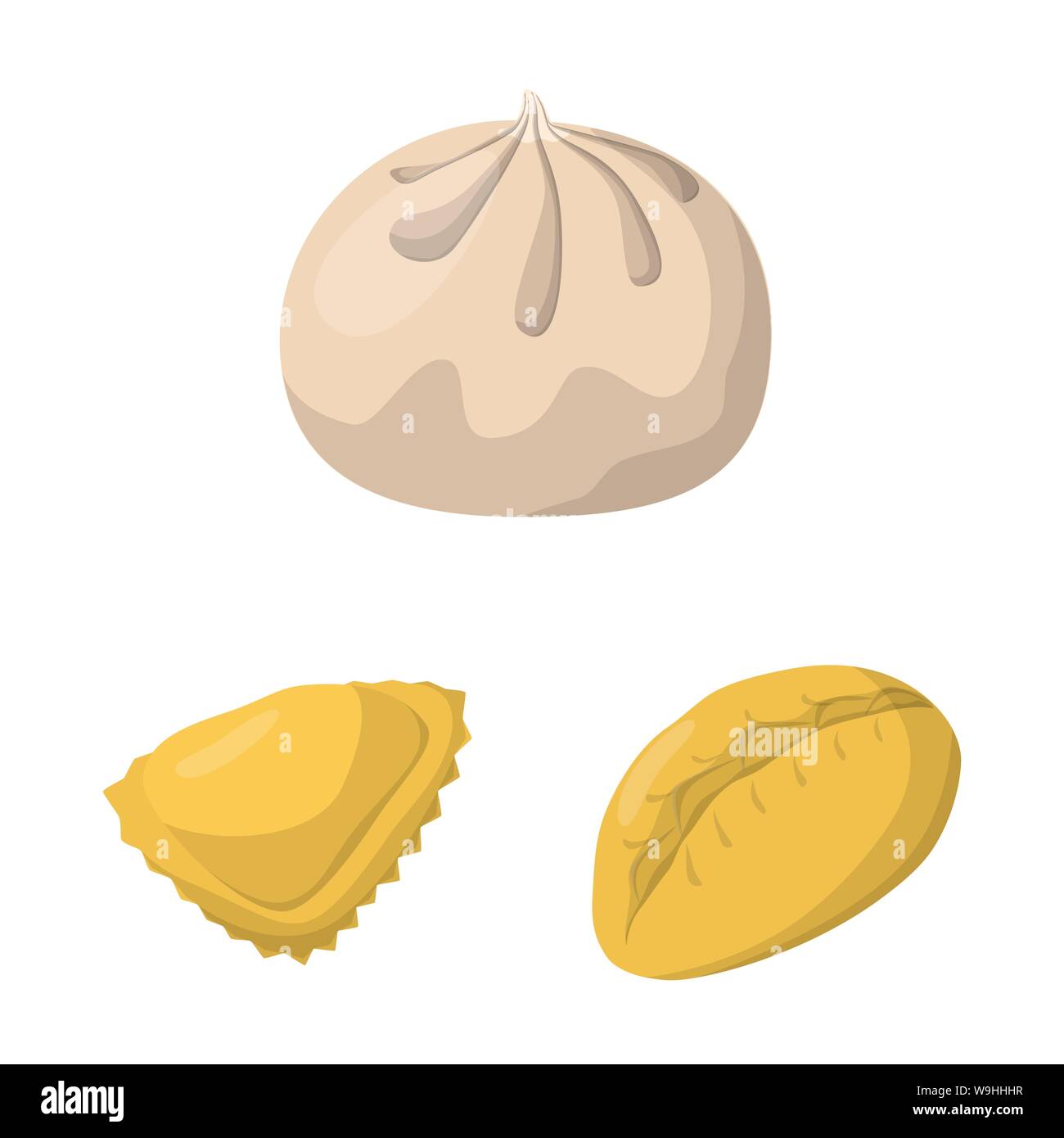 Vector design of dumplings and food sign. Set of dumplings and stuffed ...