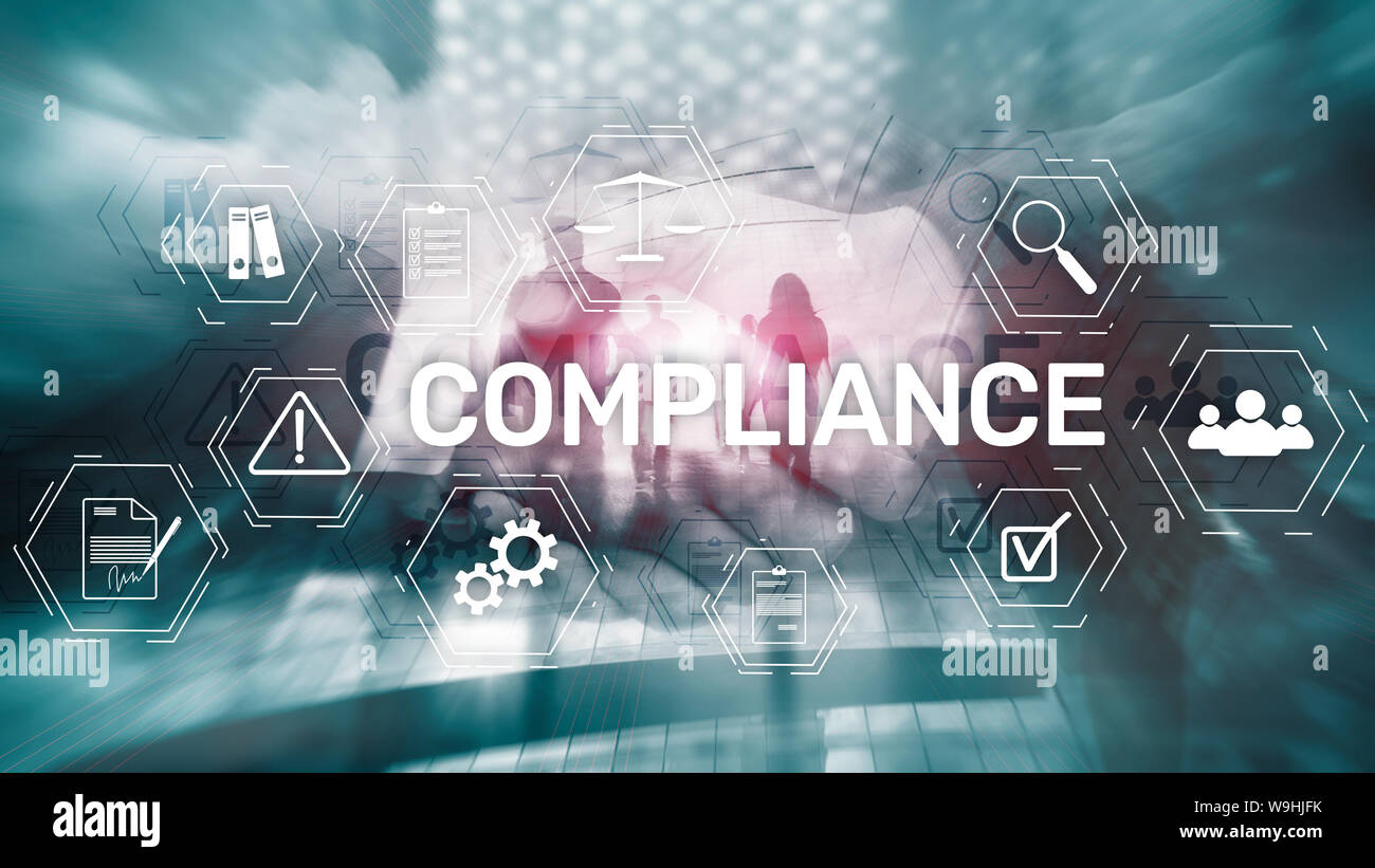 Compliance diagram with icons. Business concept on abstract background ...