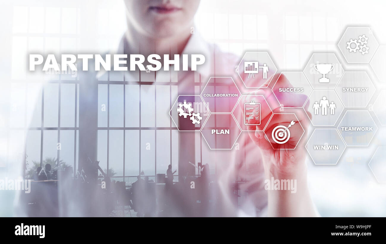 Business partnership concept. Successful deal after great meeting ...