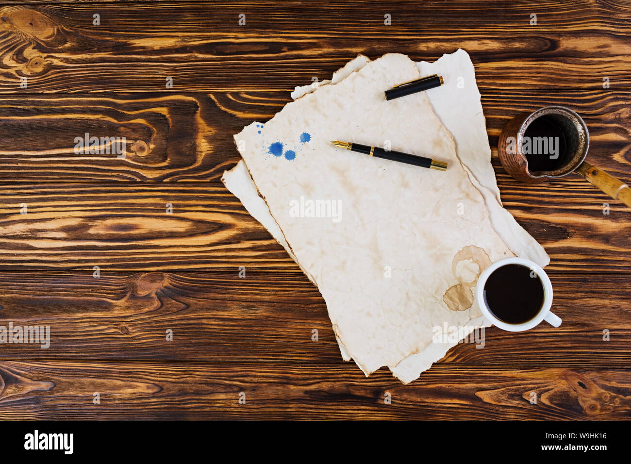 Vintage coffee stained paper hi-res stock photography and images - Alamy