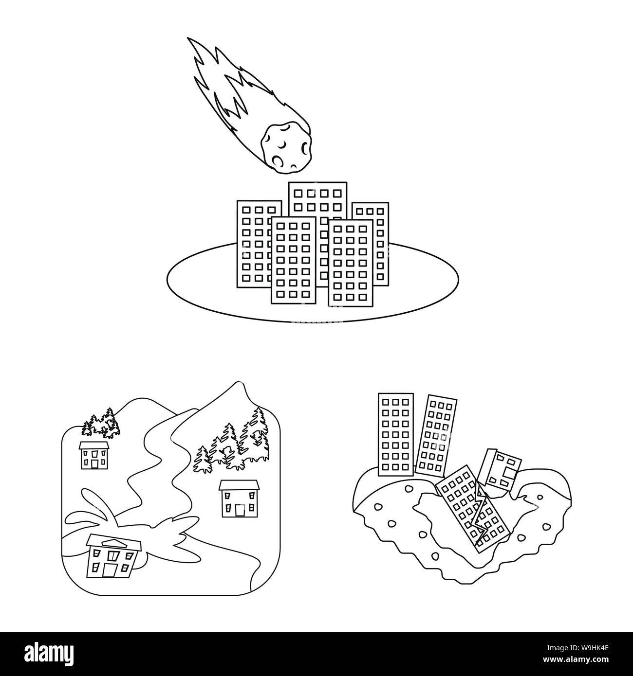 Vector design of cataclysm and disaster logo. Collection of cataclysm ...