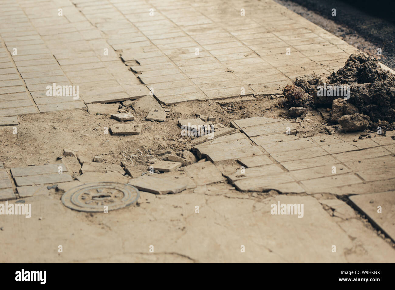 broken footpath bad construction public space Stock Photo - Alamy