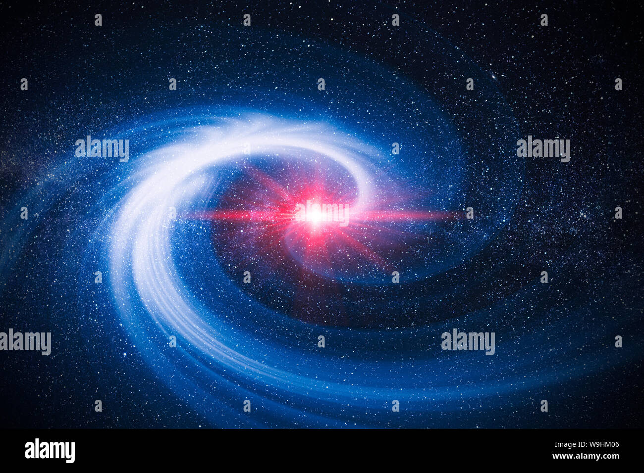 illustration of cosmic rays and dust light from in the galaxy spinning ...