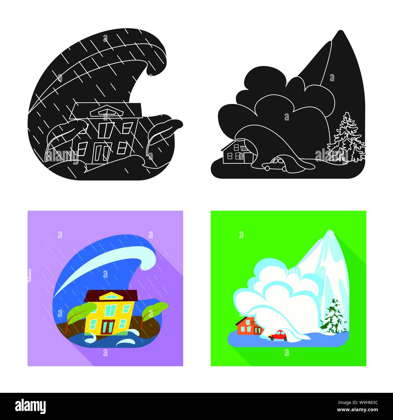 Vector design of weather and distress icon. Set of weather and crash ...