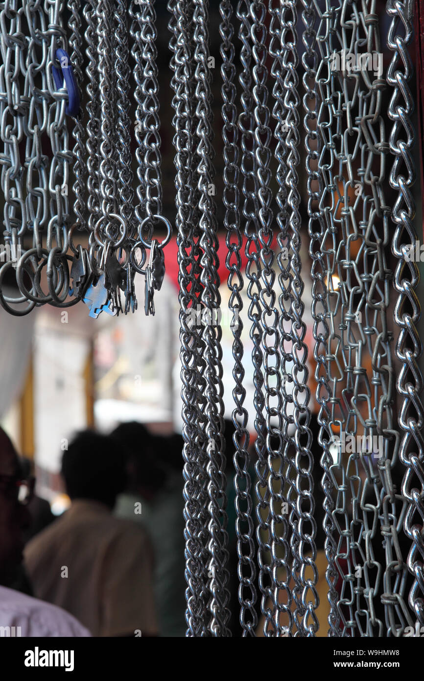 Assorted chains at a store, India Stock Photo - Alamy