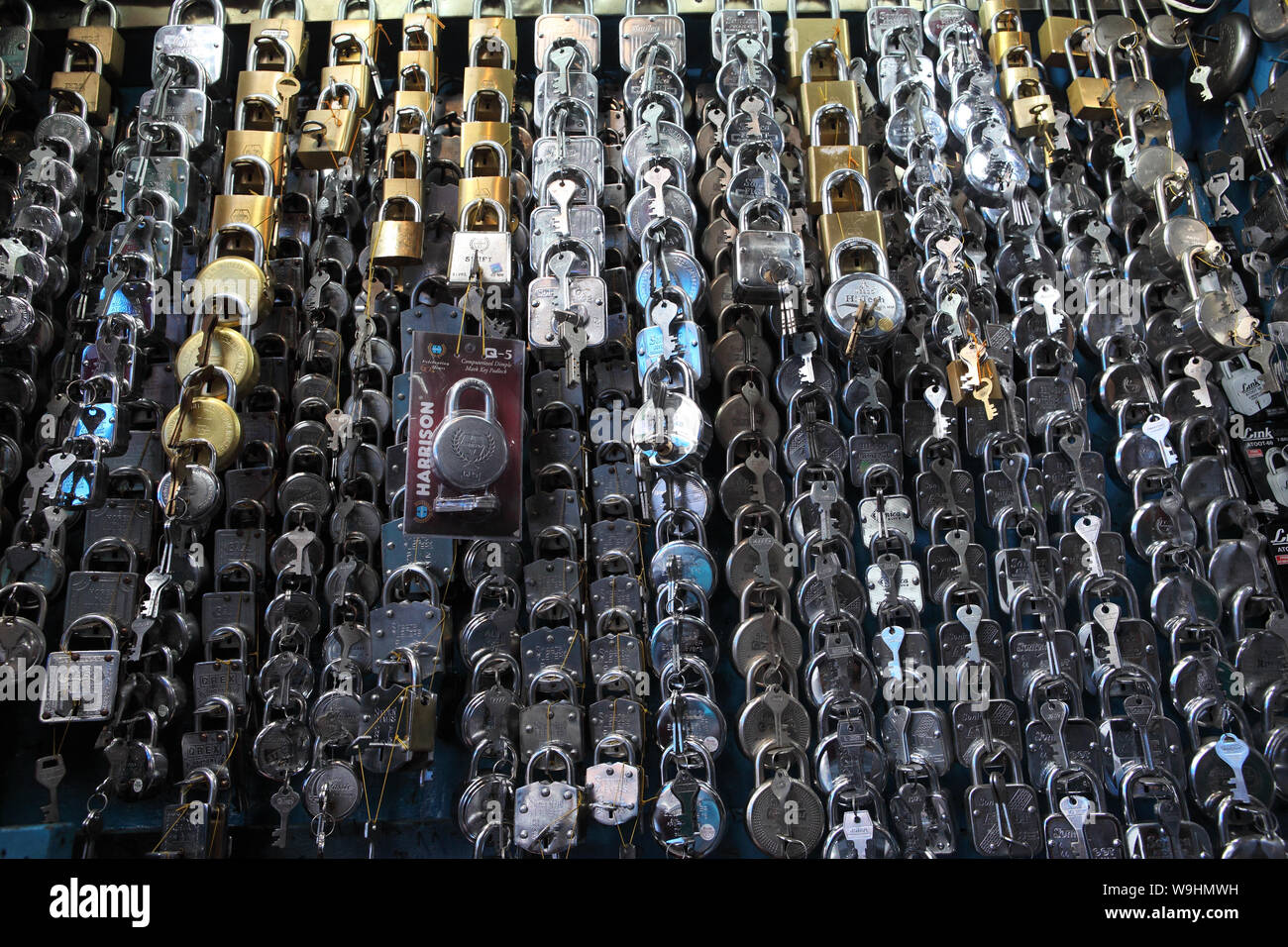 Assorted locks at a store, India Stock Photo - Alamy