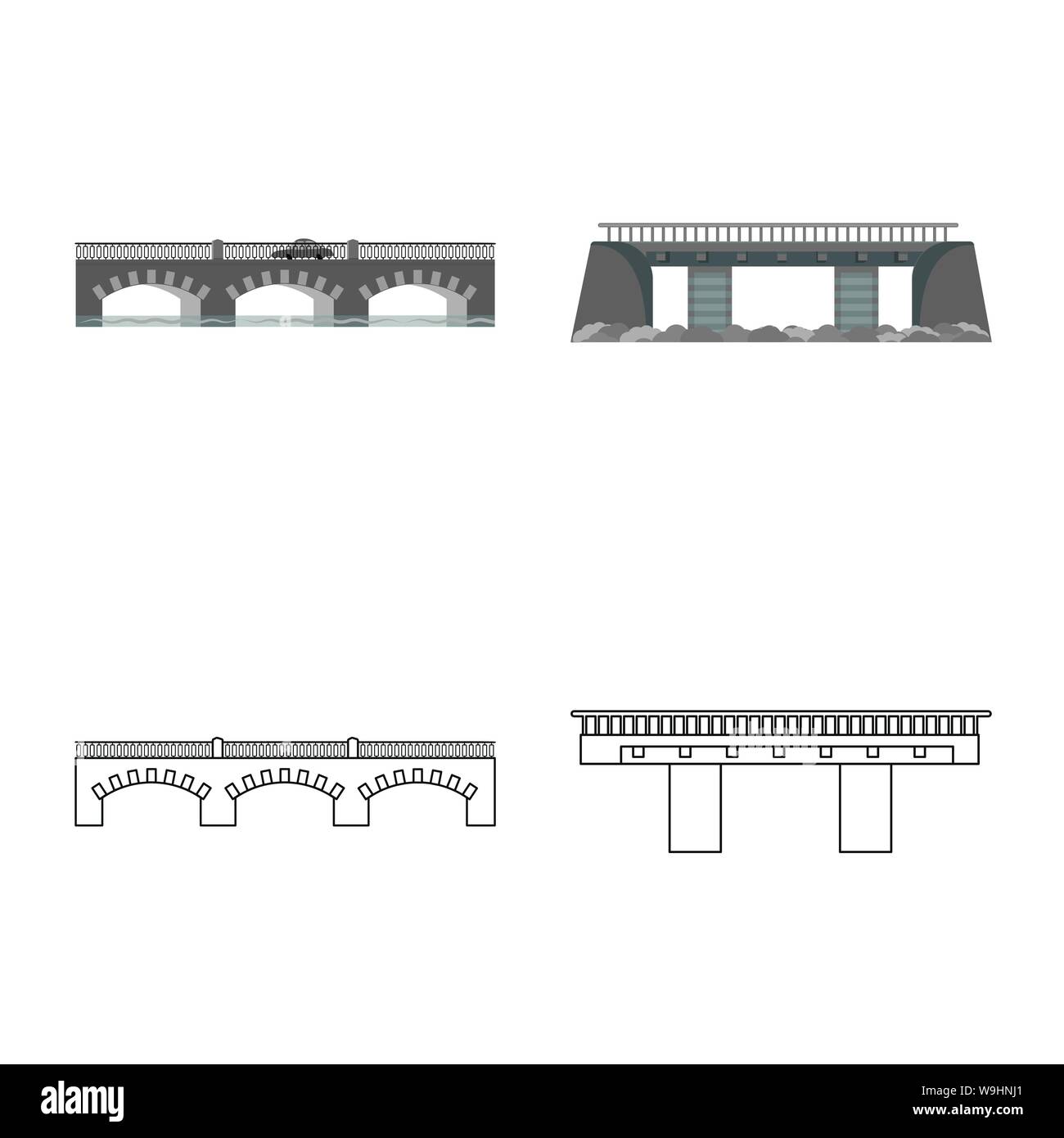 Vector illustration of connection and design symbol. Set of connection ...