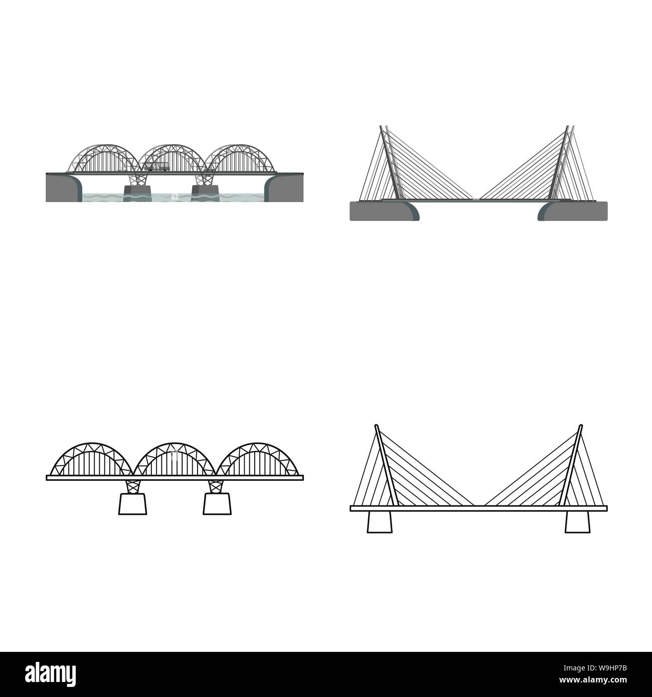Vector illustration of connection and design symbol. Collection of connection and side stock ...
