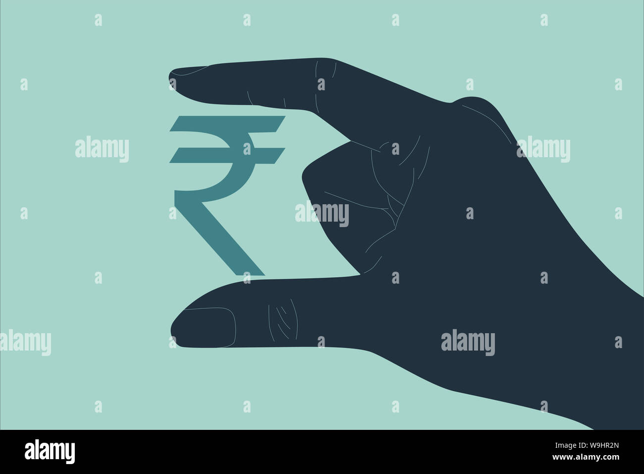 Person hand showing Indian rupee symbol Stock Photo - Alamy