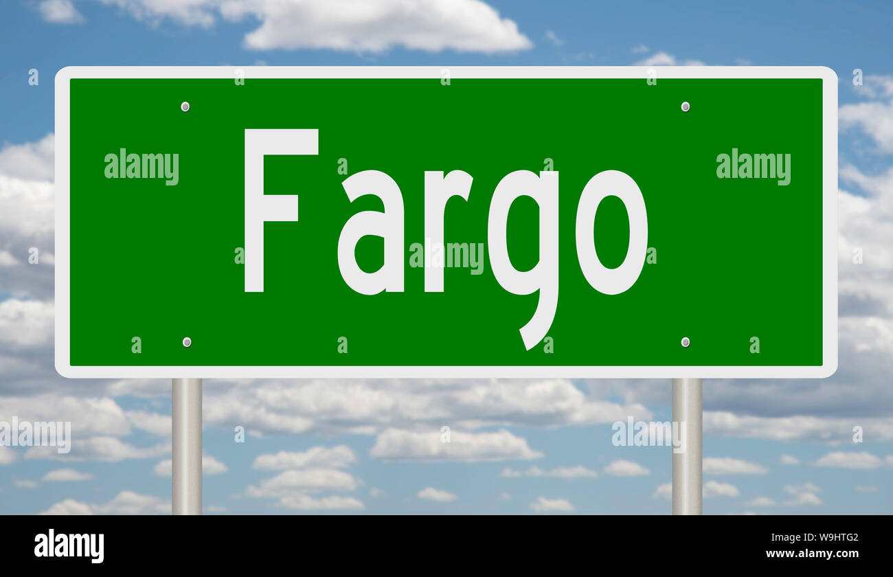 Rendering of a green highway sign for Fargo North Dakota Stock Photo ...