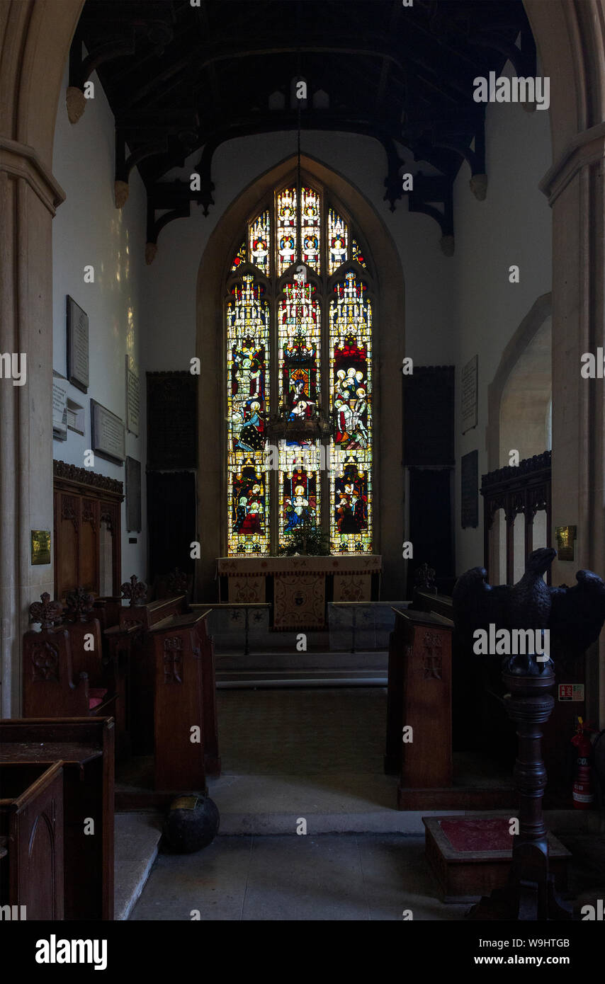 Victorian stained glass east window, Everleigh church, Wiltshire ...