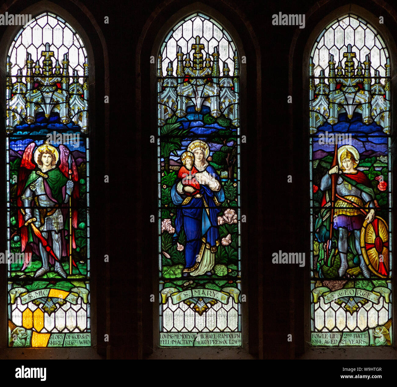 Stained glass window, Chute church, Wiltshire, England, UK Saints ...