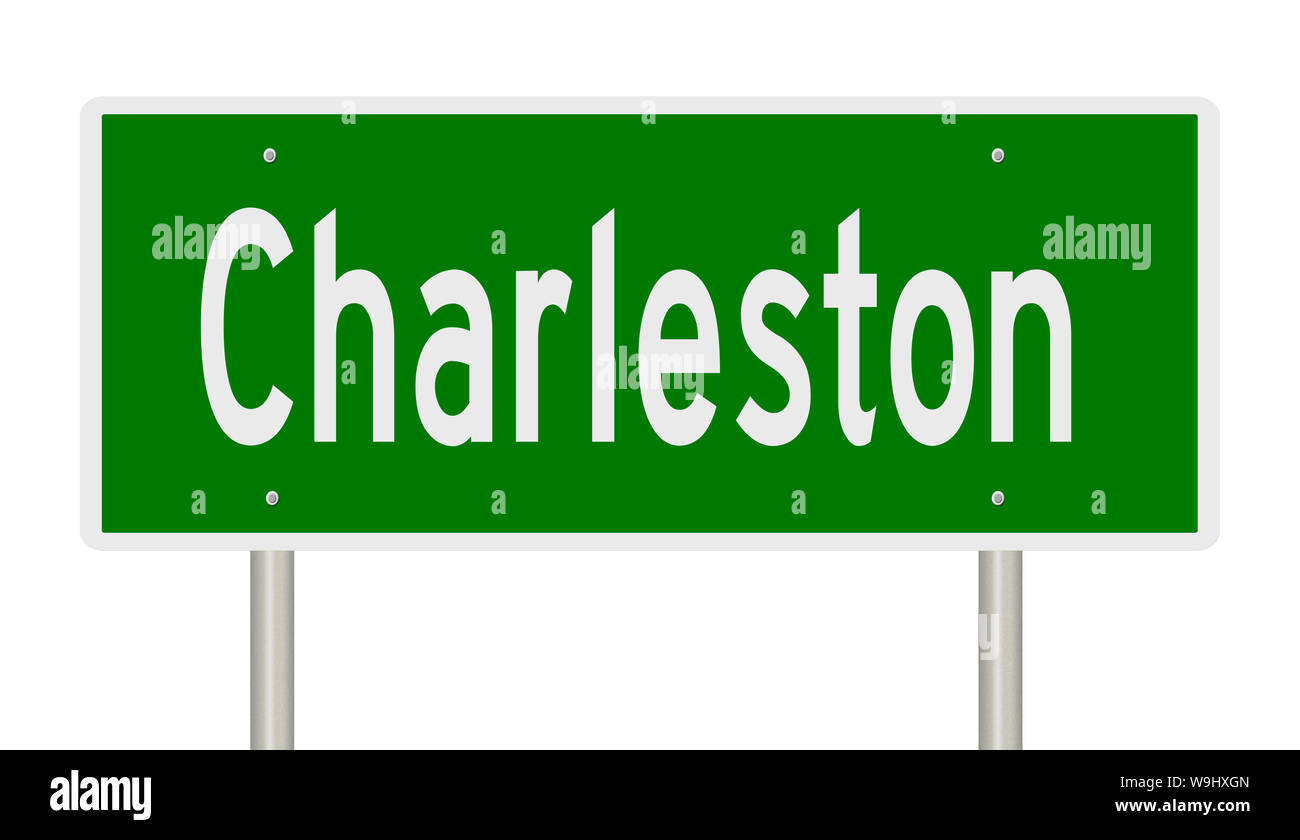 Rendering of a green highway sign for Charleston Stock Photo - Alamy