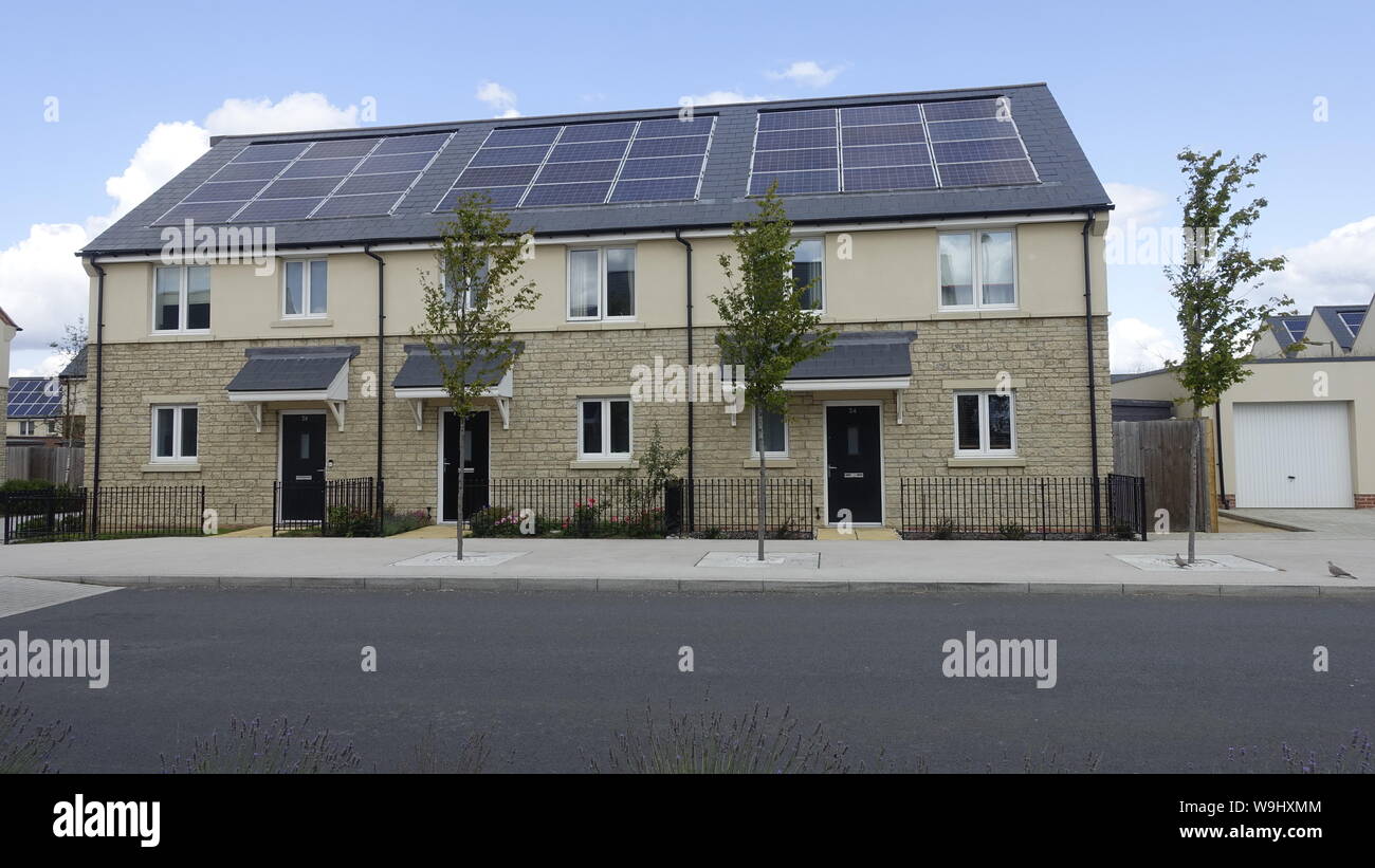 New contemporary sustainable low energy housing development with solar ...