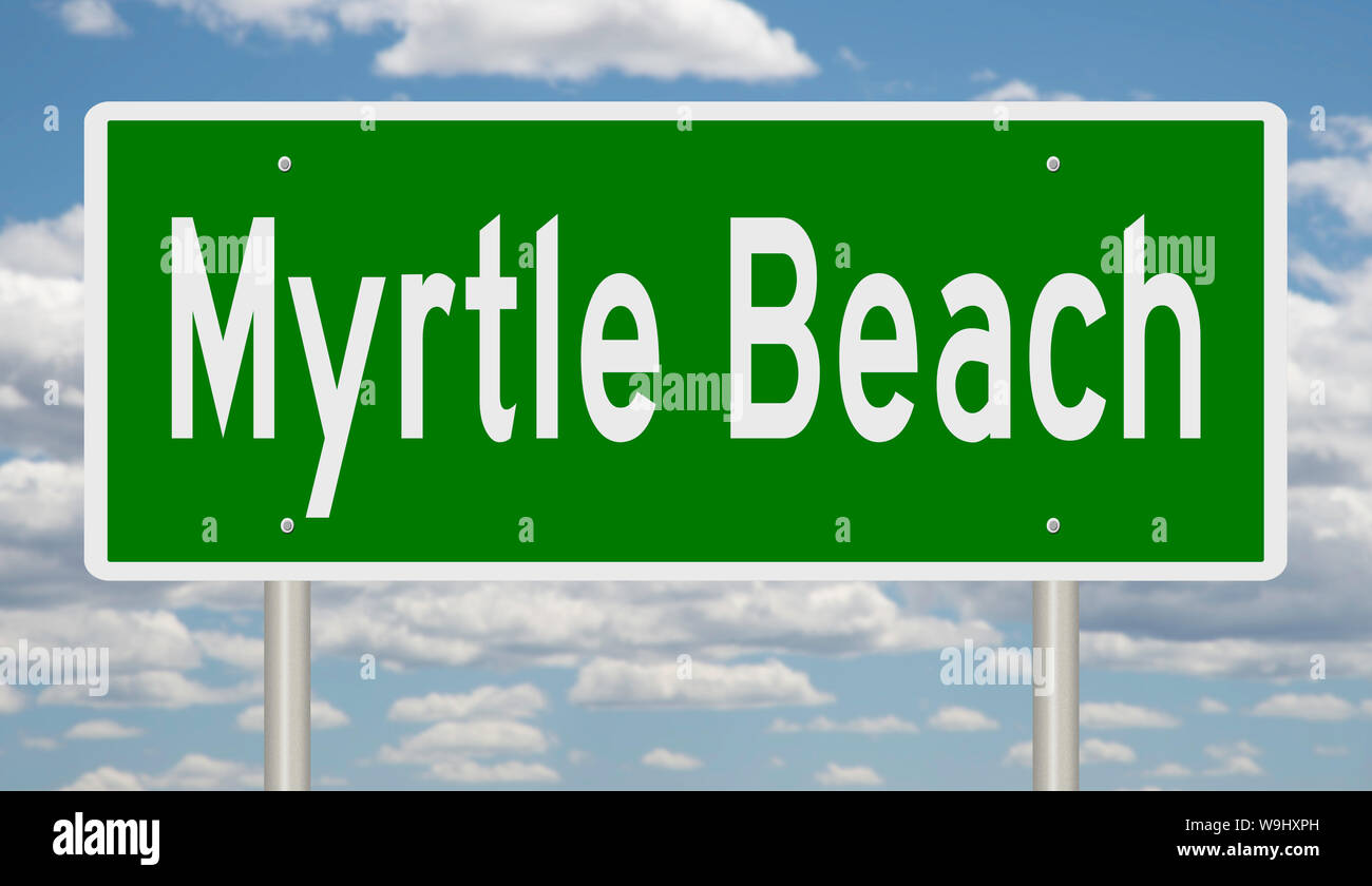 Rendering of a green highway sign for Myrtle Beach South Carolina Stock ...