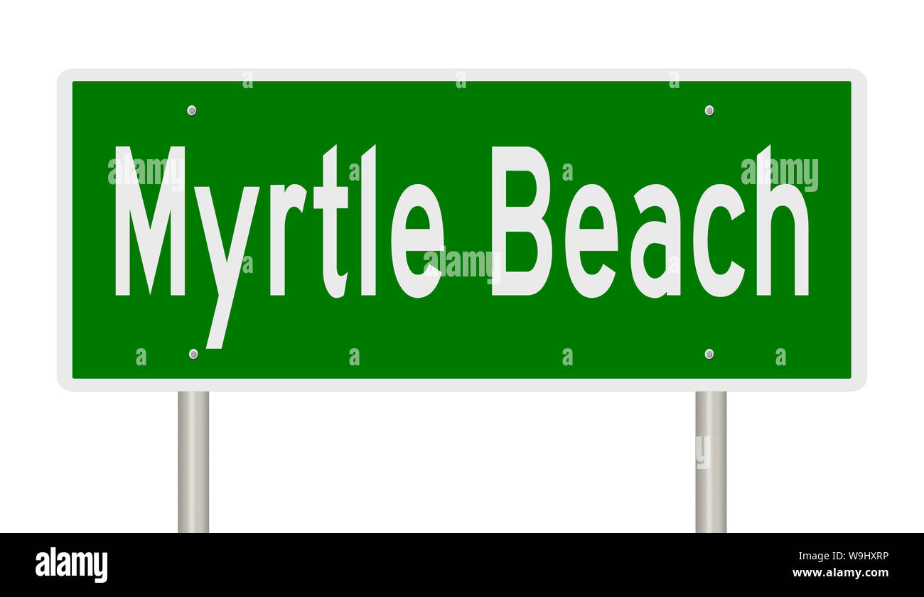 Rendering of a green highway sign for Myrtle Beach South Carolina Stock ...