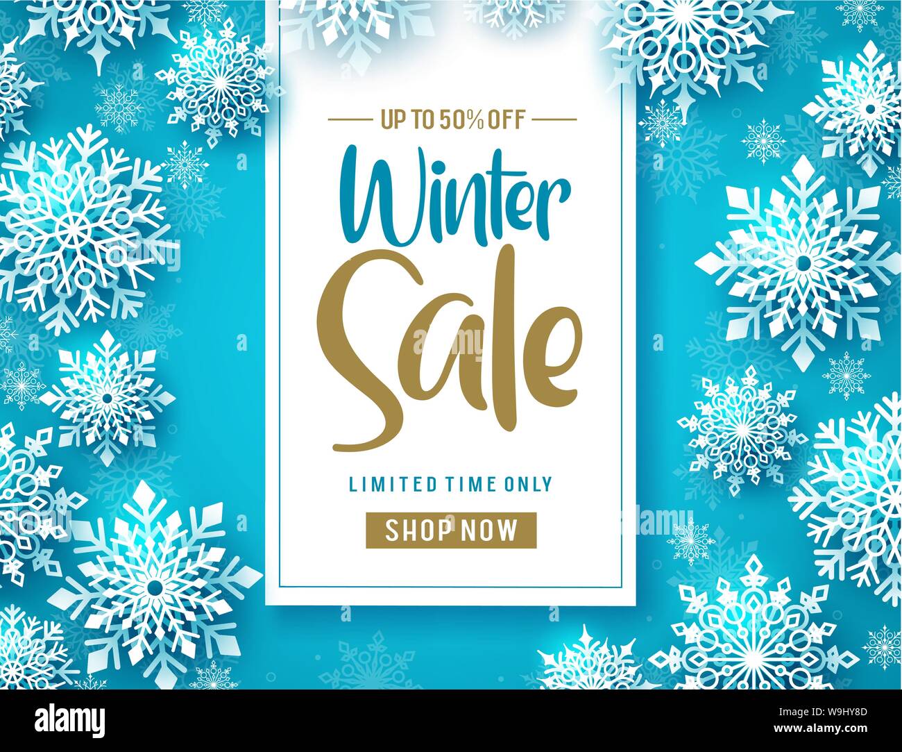 Winter sale vector banner design. Winter sale promo text with cold ...