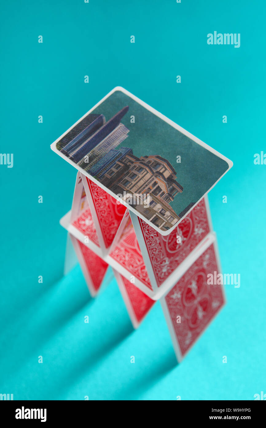 Model home made of playing cards Stock Photo - Alamy