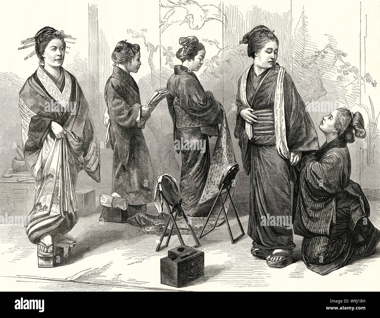 [ 1870s Japan - Japanese Women in Kimono ] — A fanciful image of ...