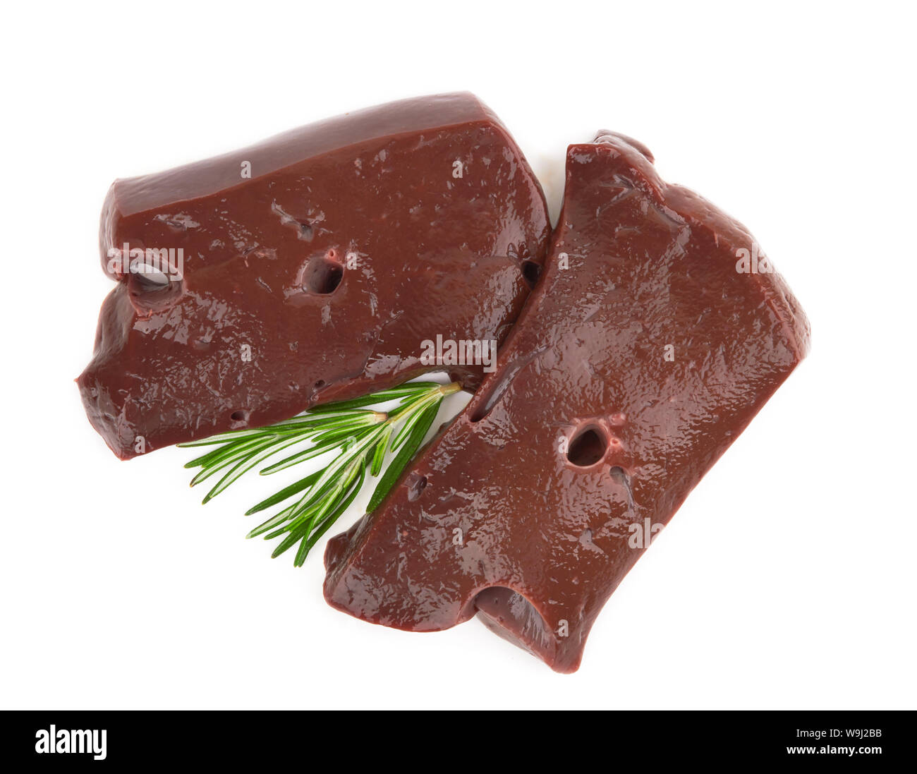 Raw liver fillet on а white background Stock Photo - Alamy