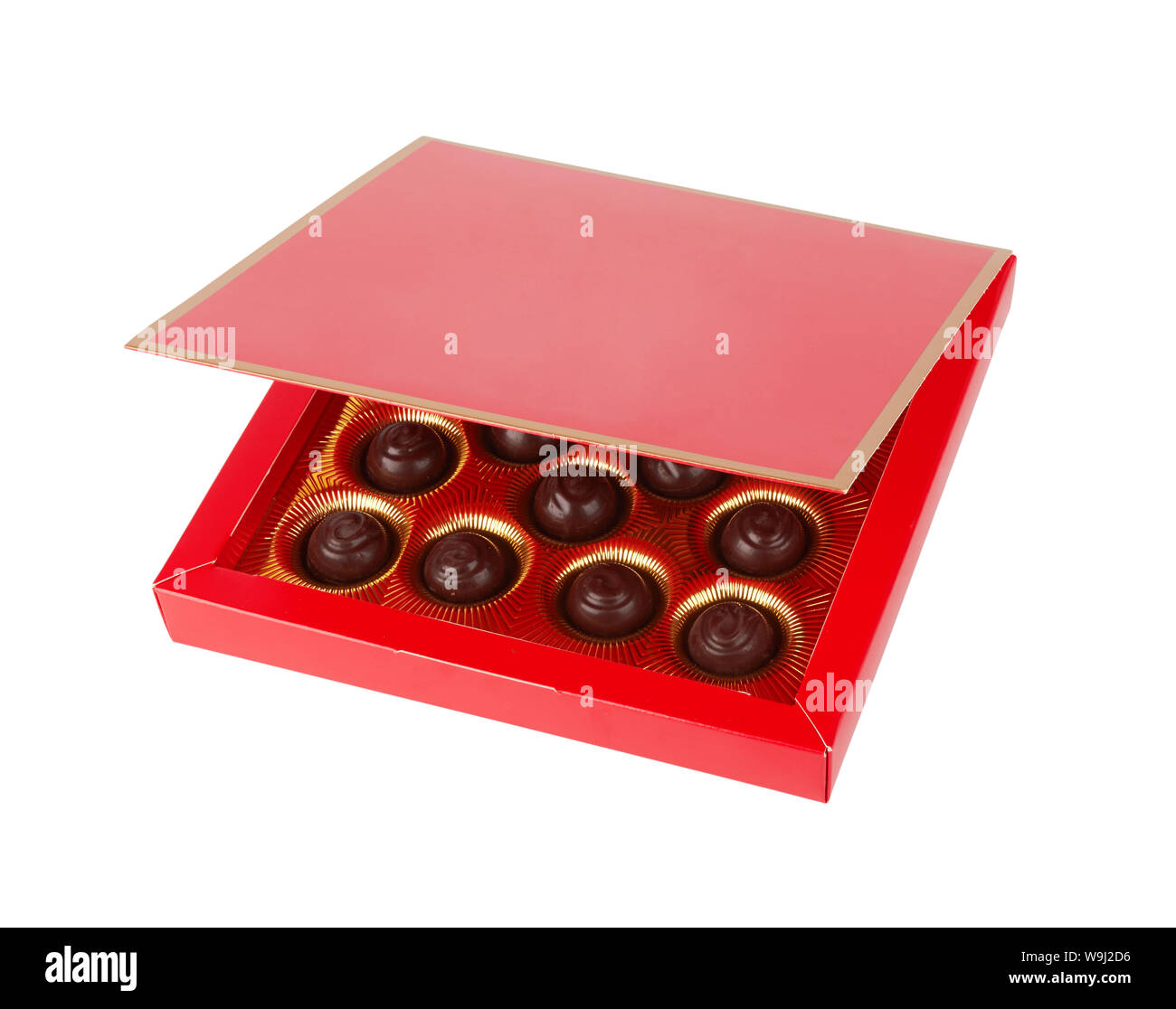 chocolate candy in a box isolated on white background Stock Photo - Alamy