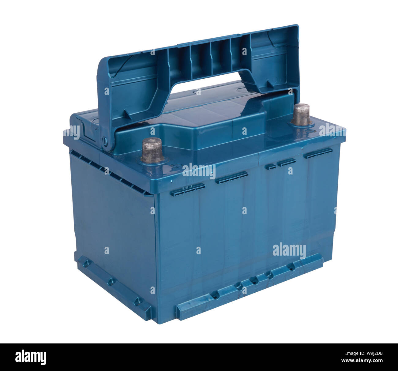 Generic blue car battery isolated on white background Stock Photo - Alamy