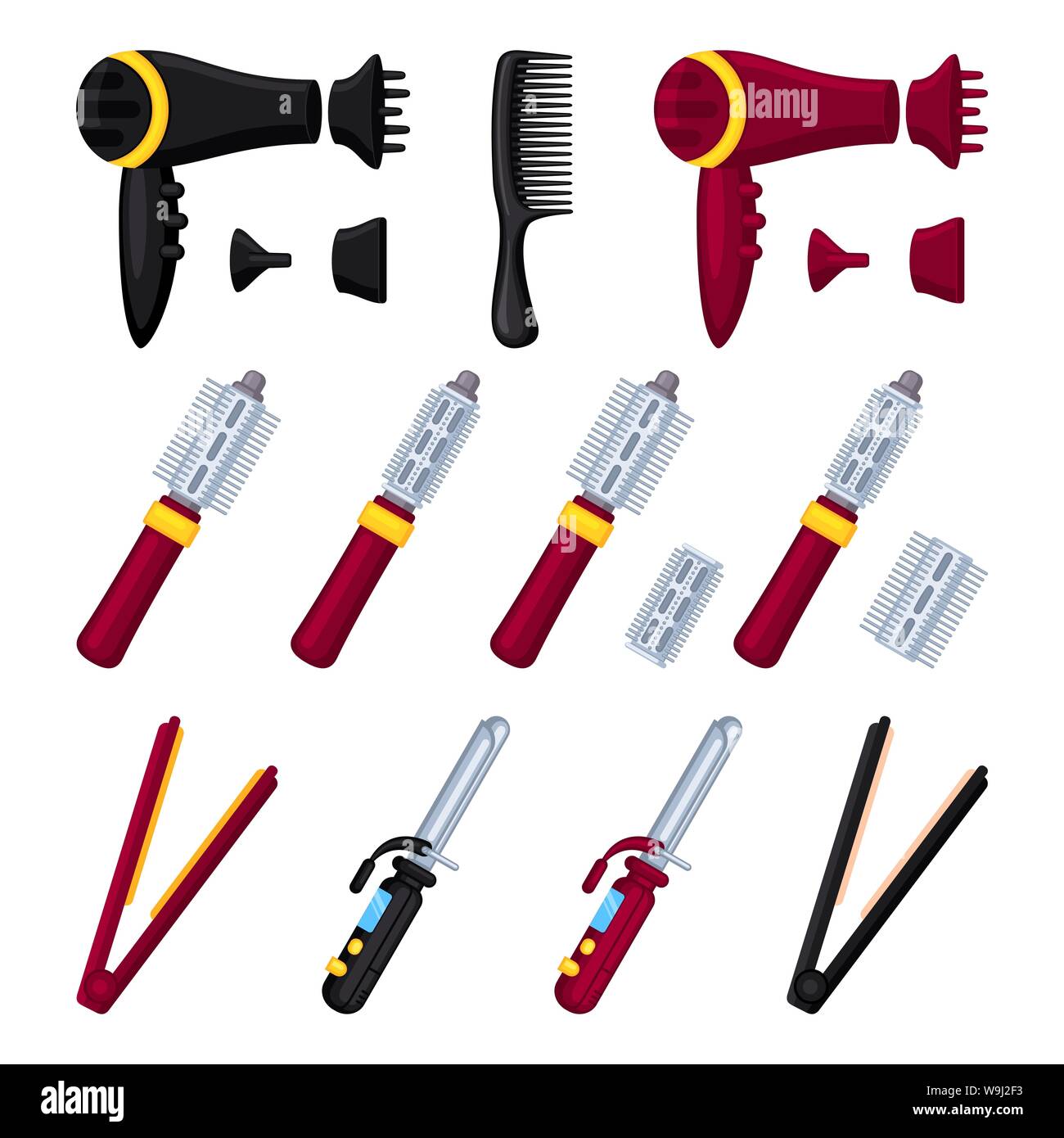 Colorful cartoon electric hairdresser tool set Stock Vector Image & Art ...