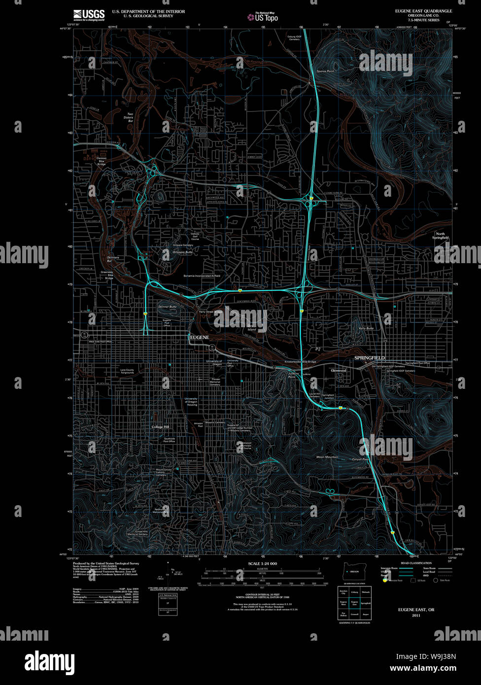 Map of eugene oregon hi-res stock photography and images - Alamy
