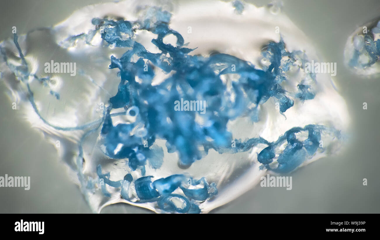 Microparticles of plastic in a drop of drinking water. The invisible ...