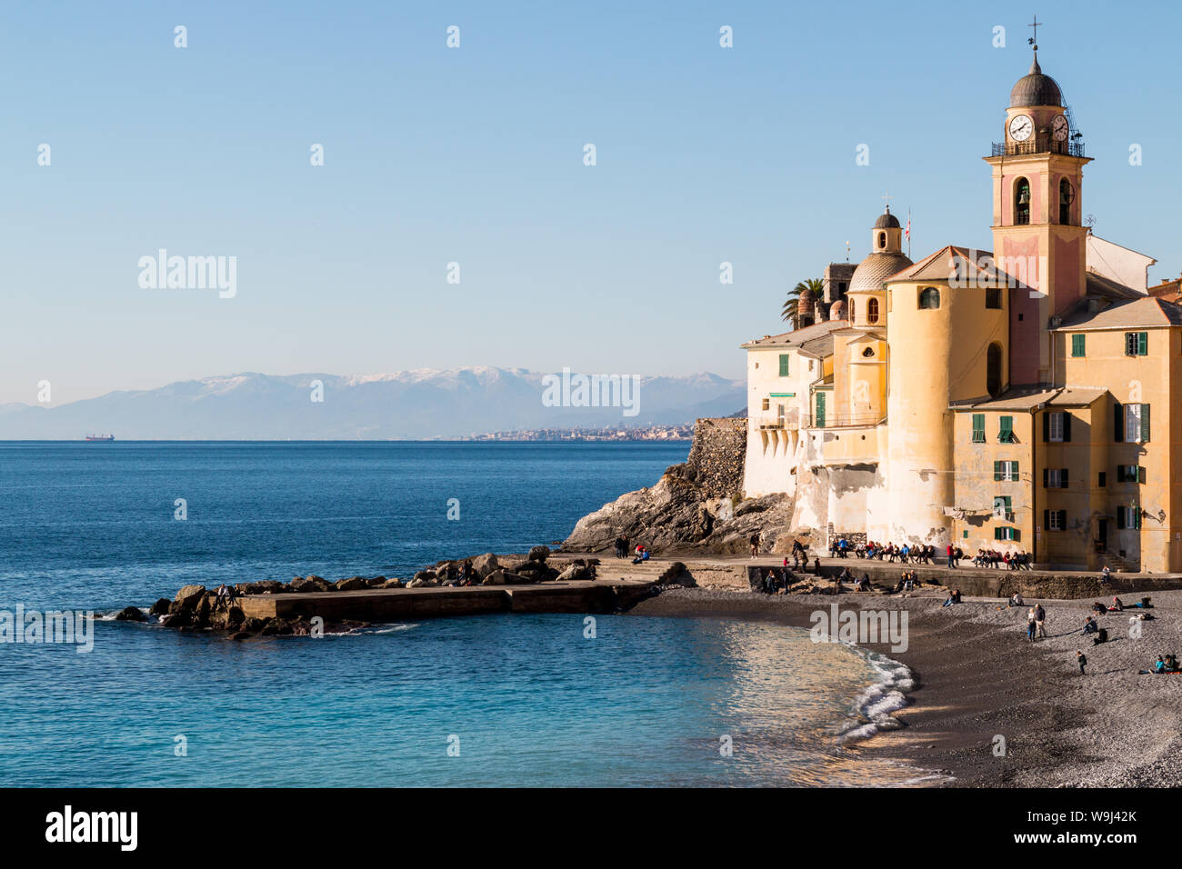 View of the historic center of Camogli, Genoa, Liguria, Italy Stock ...
