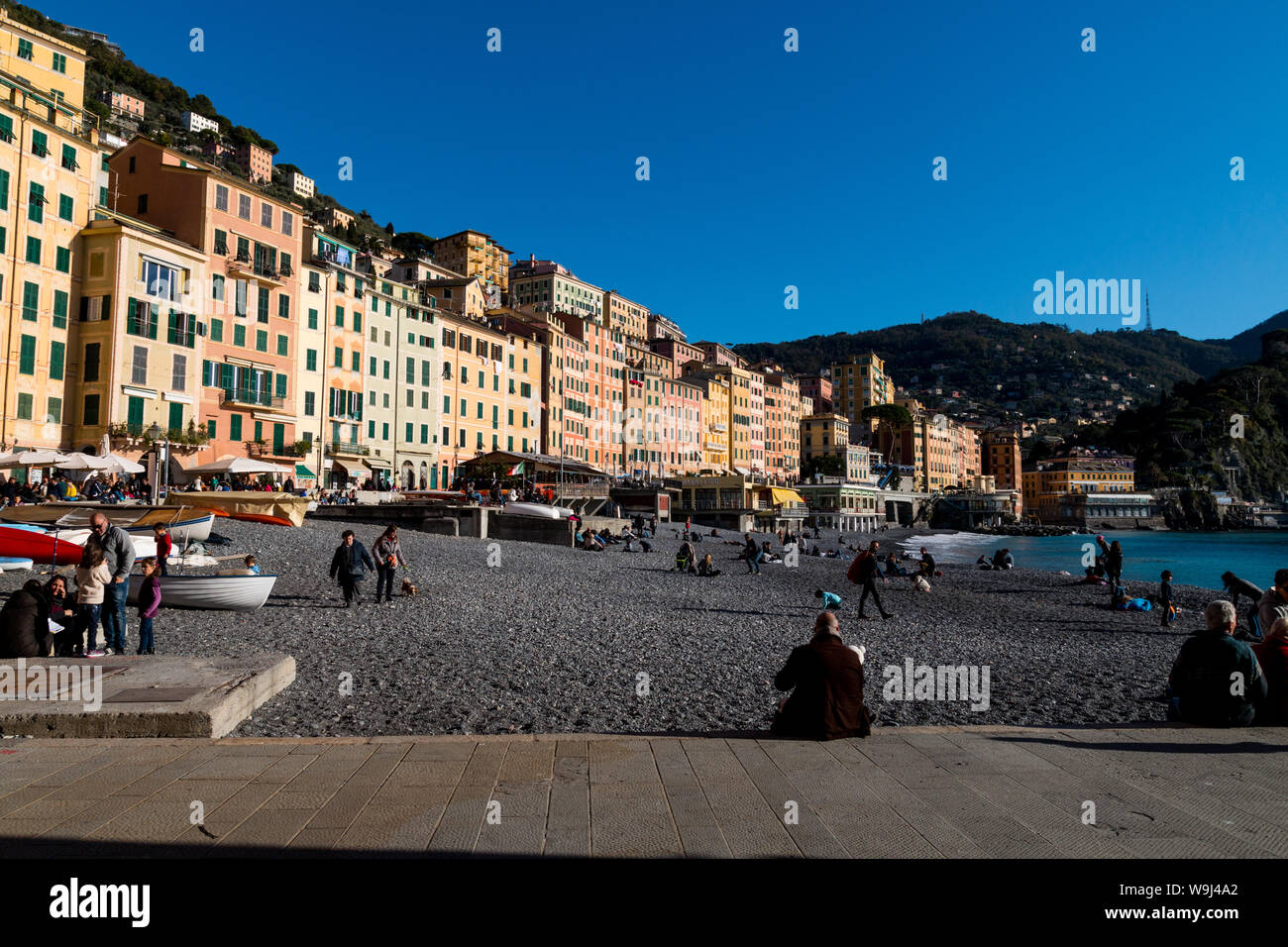View of the historic center of Camogli, Genoa, Liguria, Italy Stock ...