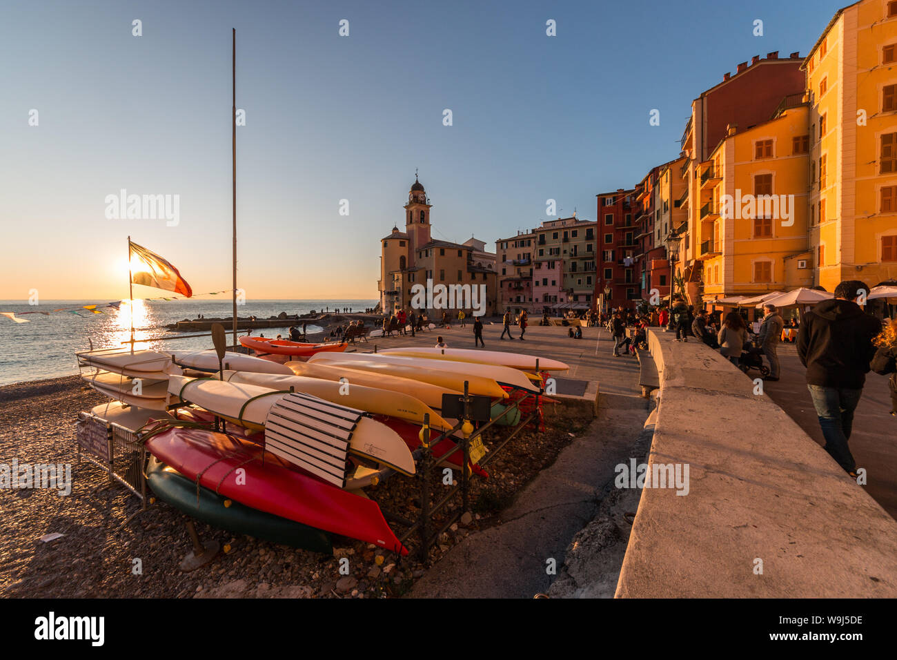 Camogli beach at sunset light hi-res stock photography and images - Alamy