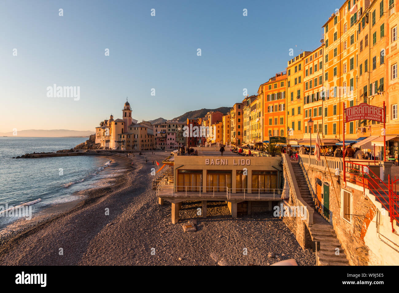 Camogli beach at sunset light hi-res stock photography and images - Alamy