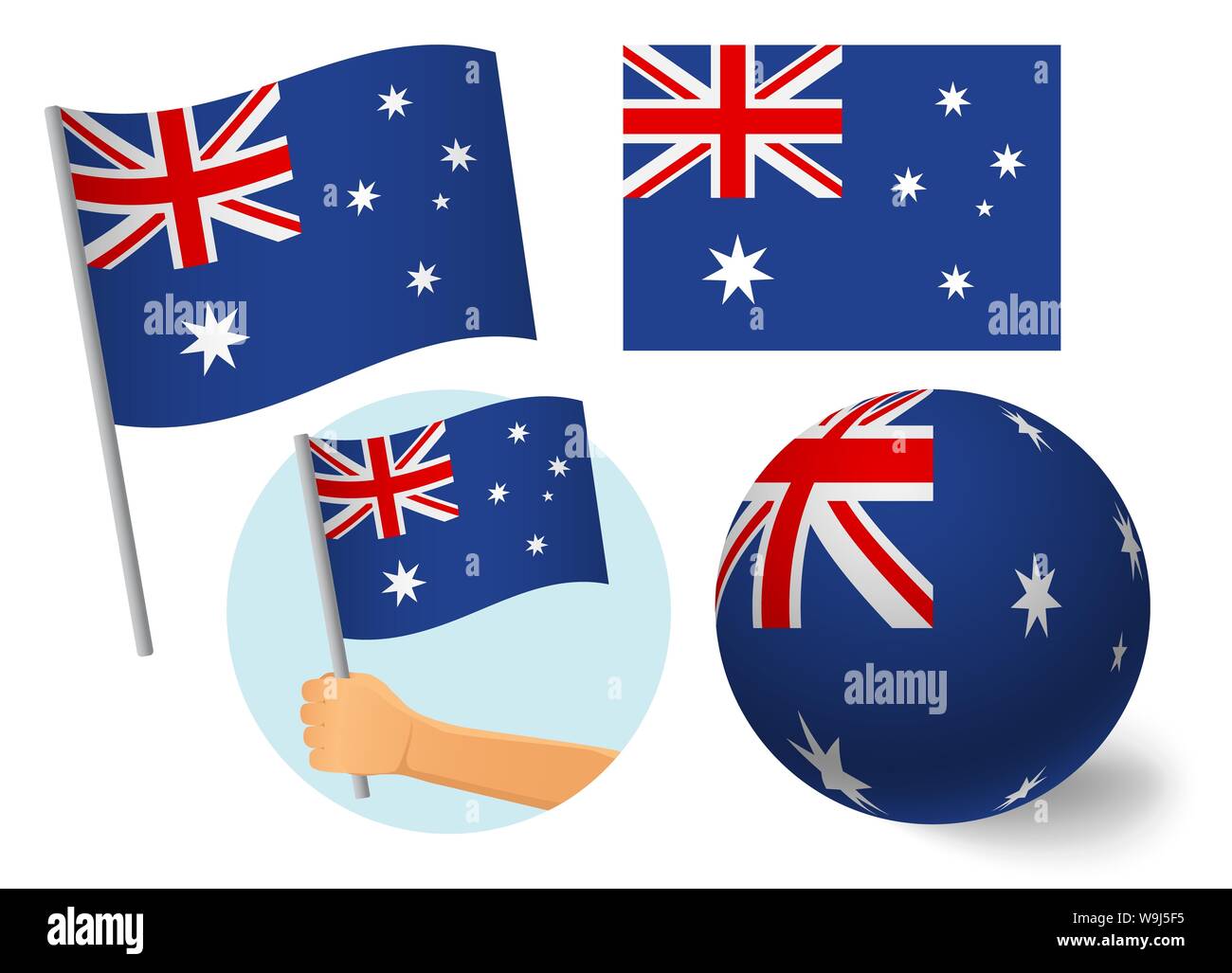 Australia Flag Icon Set National Flag Of Australia Illustration Stock