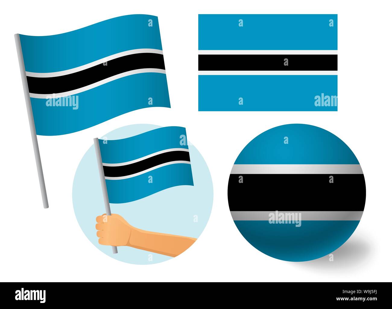 Botswana flag icon set. National flag of Botswana illustration Stock ...