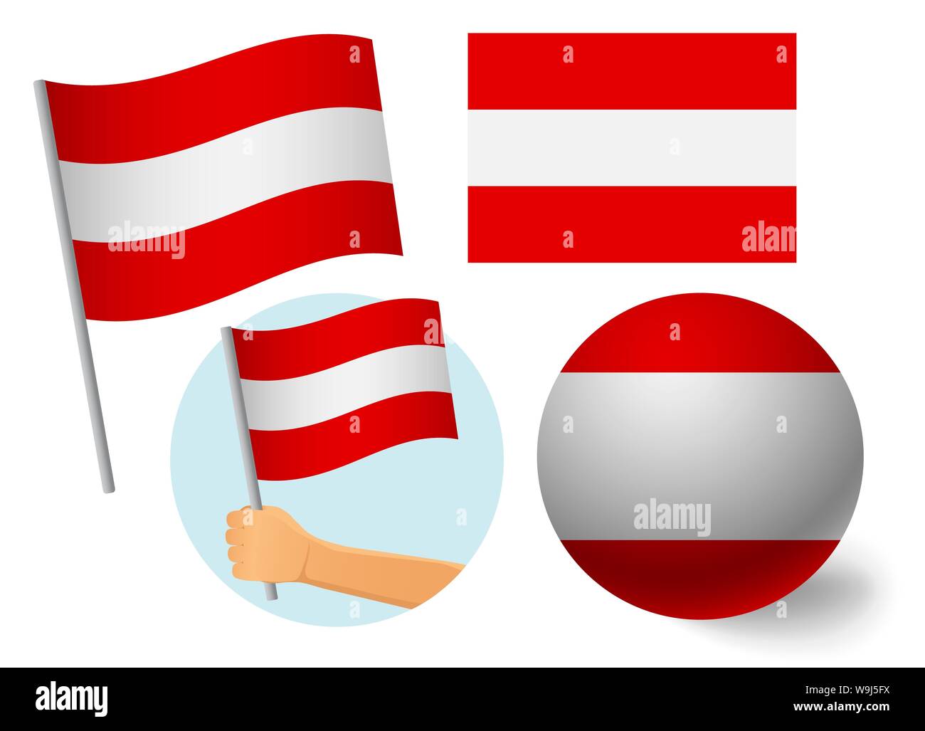 Austria flag icon set. National flag of Austria illustration Stock ...