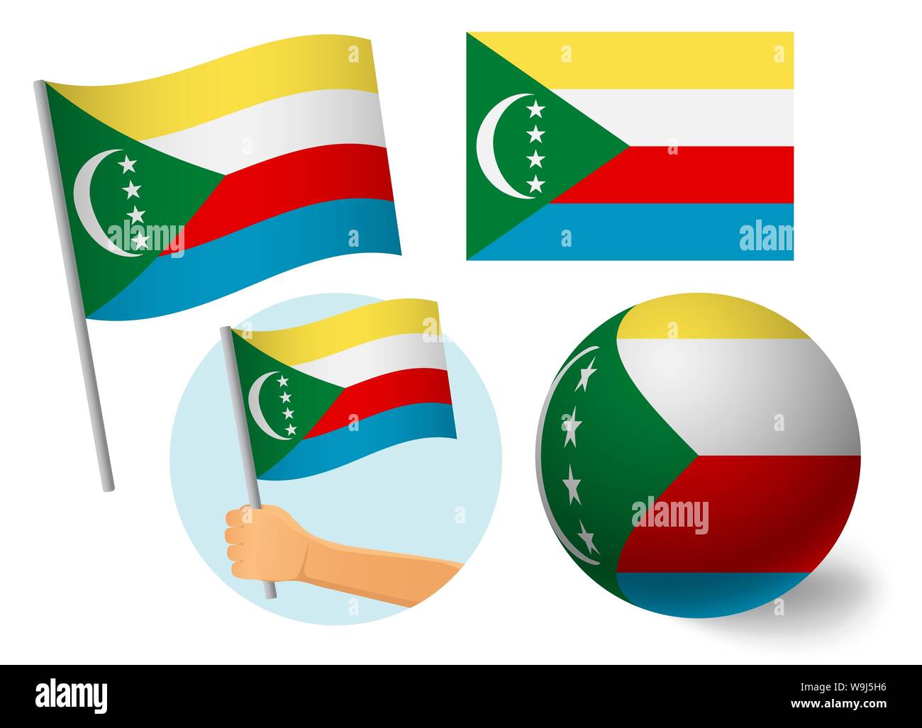 Comoros flag icon set. National flag of Comoros illustration Stock ...