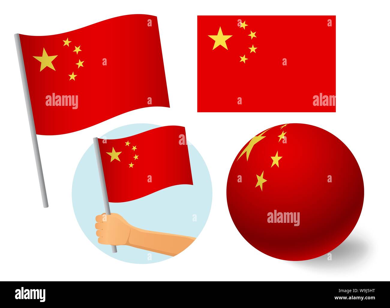 China flag icon set. National flag of China illustration Stock Photo ...