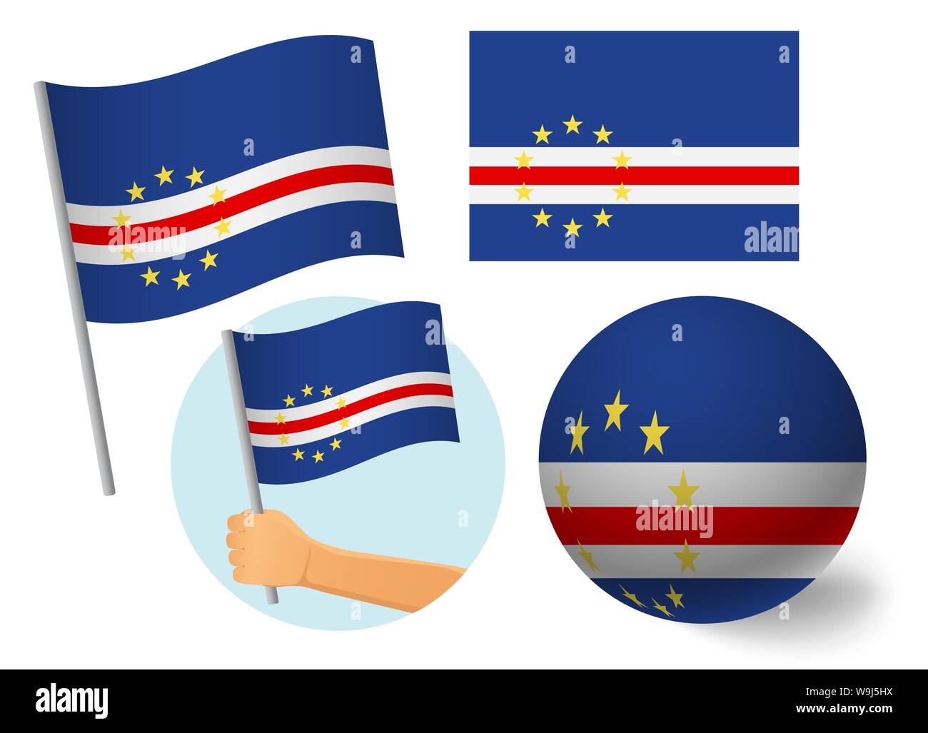Cape Verde flag icon set. National flag of Cape Verde illustration ...