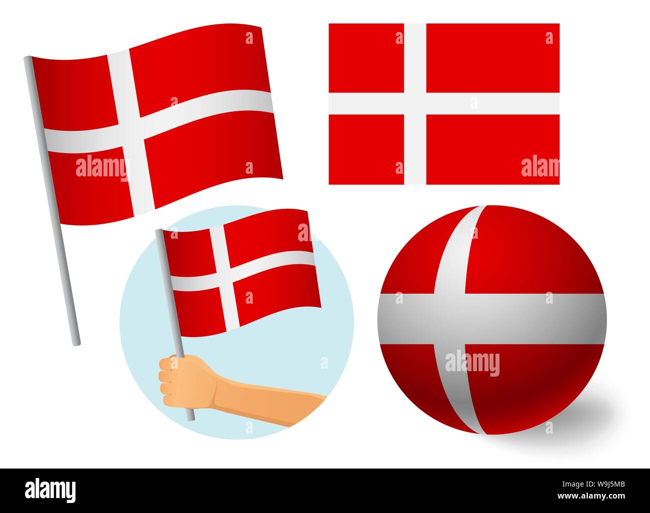 Denmark flag icon set. National flag of Denmark illustration Stock ...