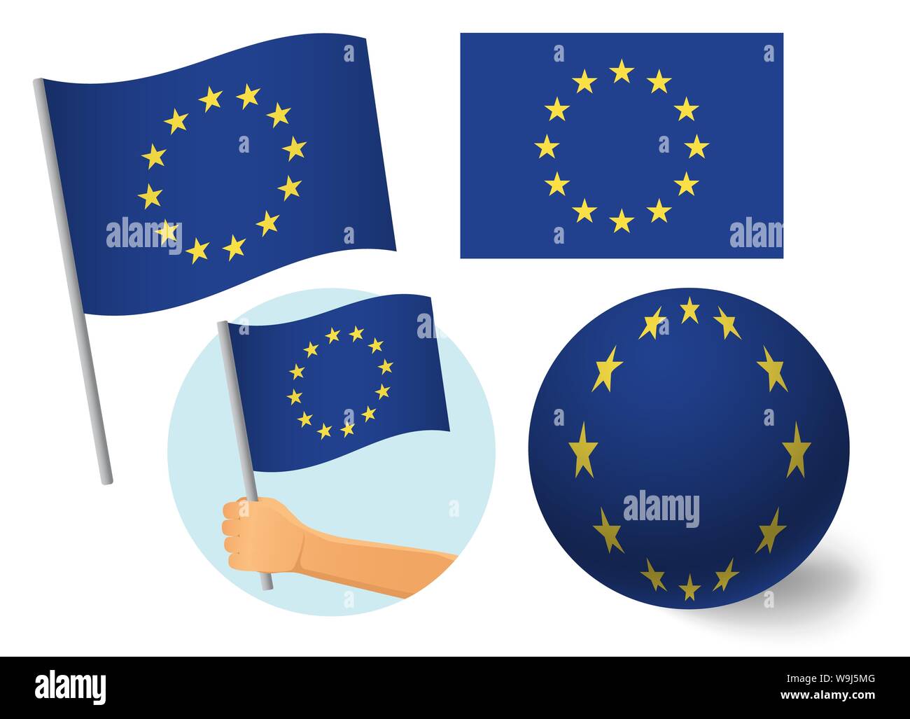 EU flag icon set. Europe flag illustration Stock Photo - Alamy