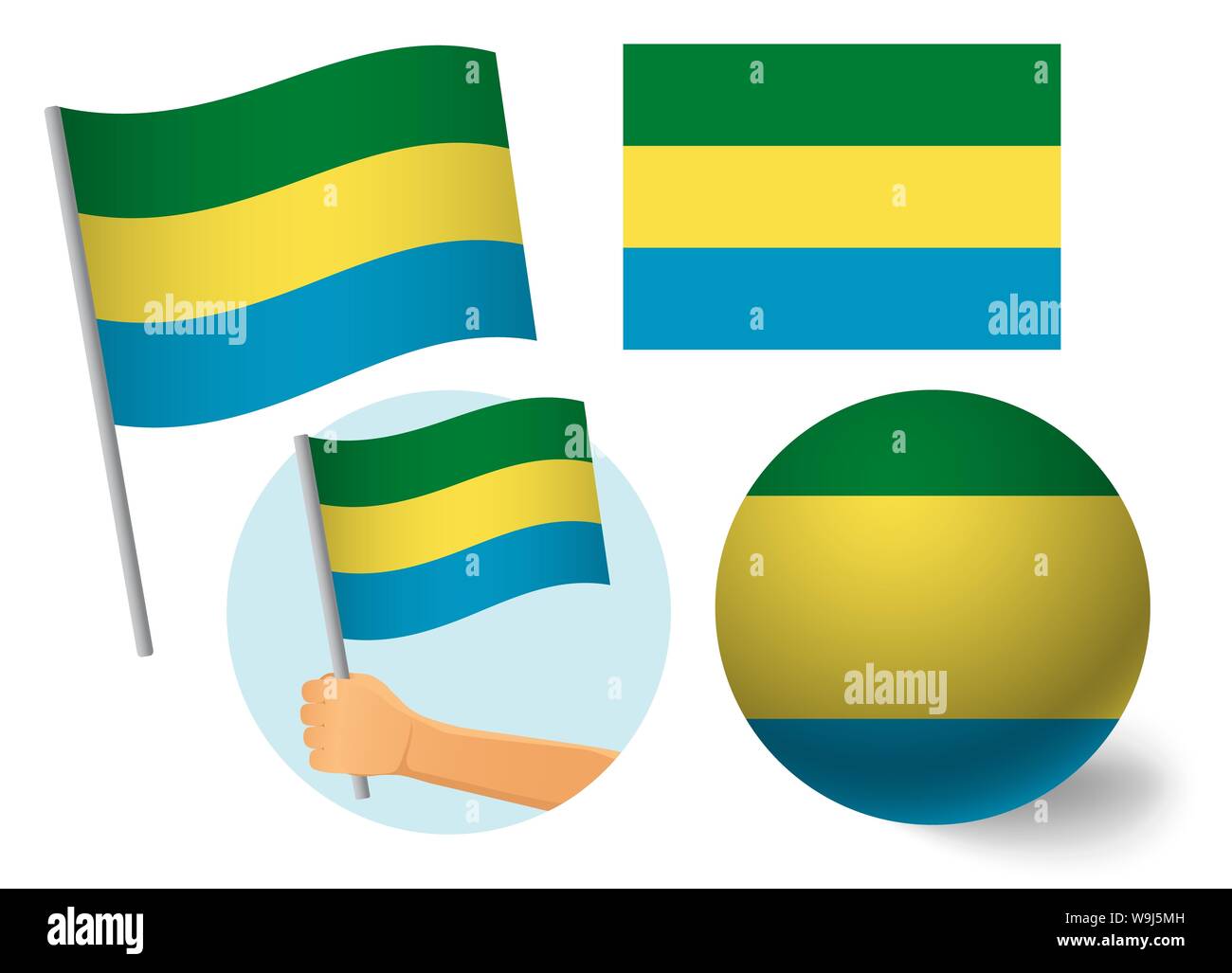 Gabon flag icon set. National flag of Gabon illustration Stock Photo ...