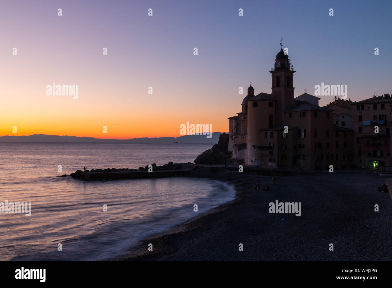 Camogli beach at sunset light hi-res stock photography and images - Alamy