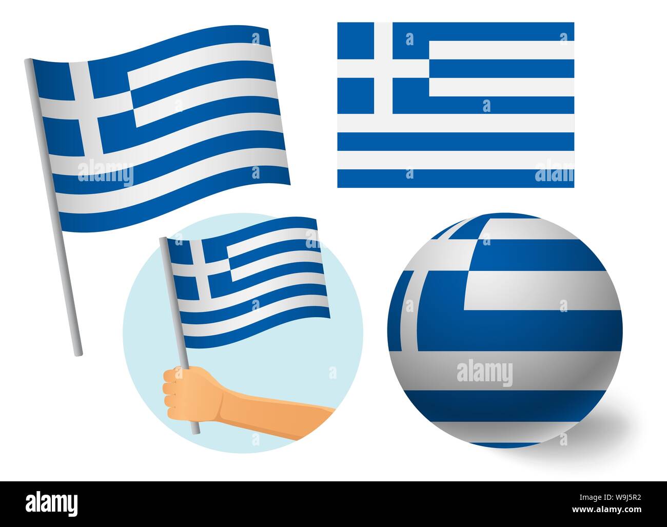 Greece flag icon set. National flag of Greece illustration Stock Photo ...