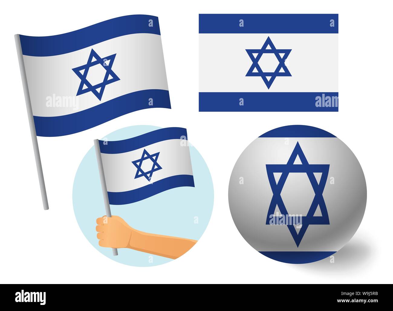 Israel flag icon set. National flag of Israel illustration Stock Photo ...