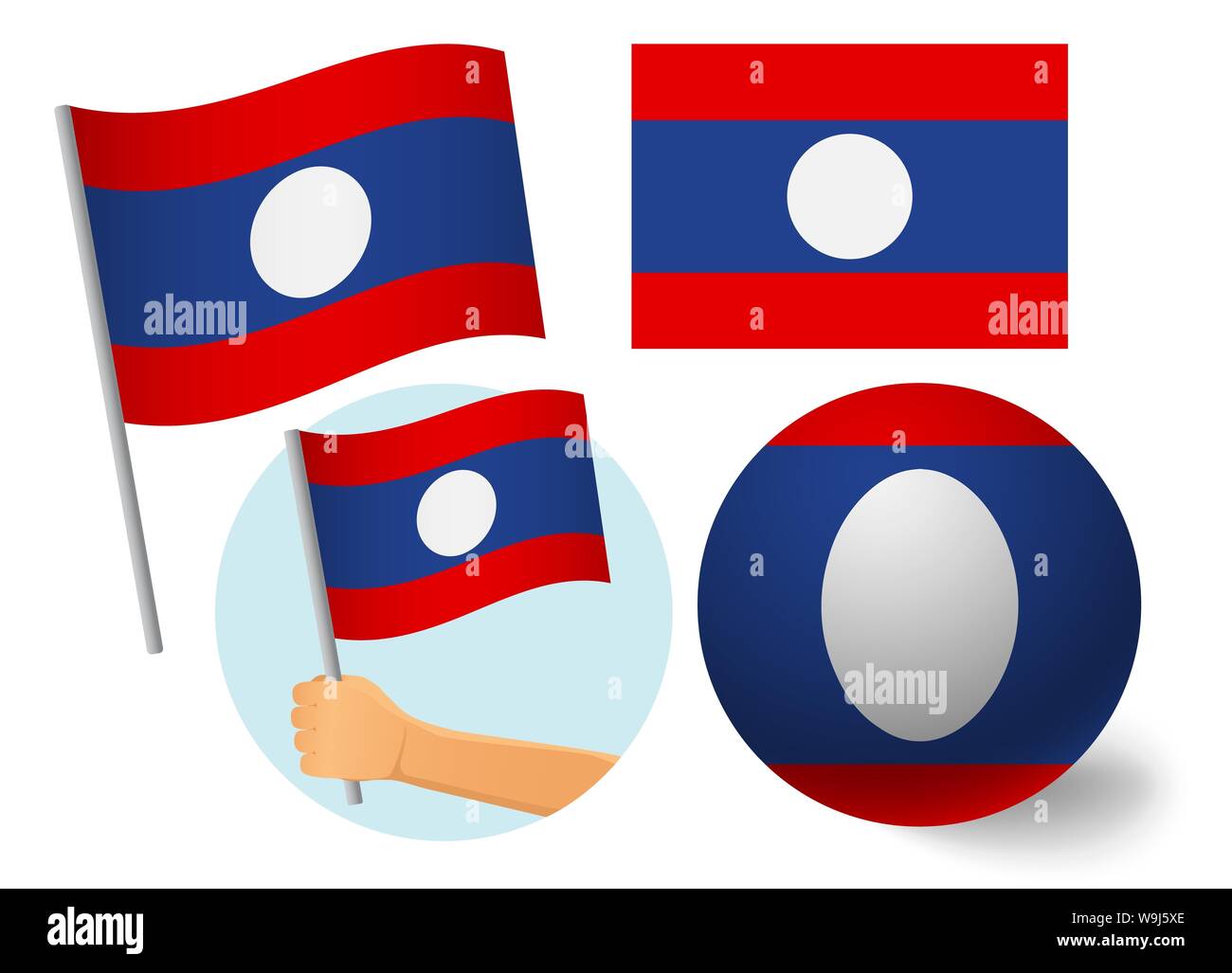 Laos flag icon set. National flag of Laos illustration Stock Photo - Alamy