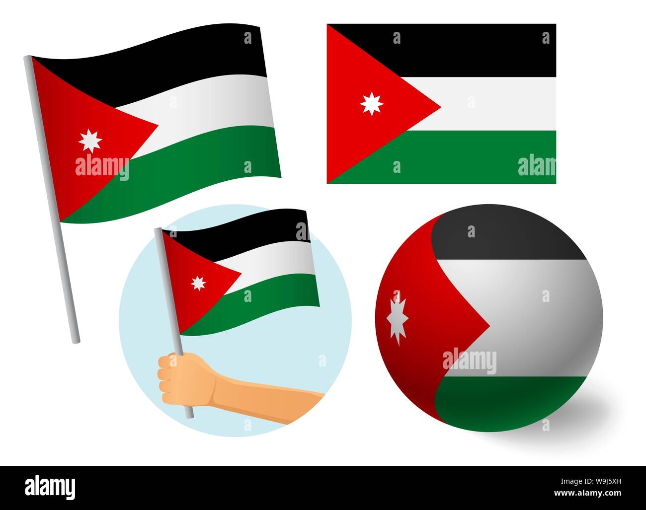 jordan flag icon set. National flag of Jordan illustration Stock Photo ...