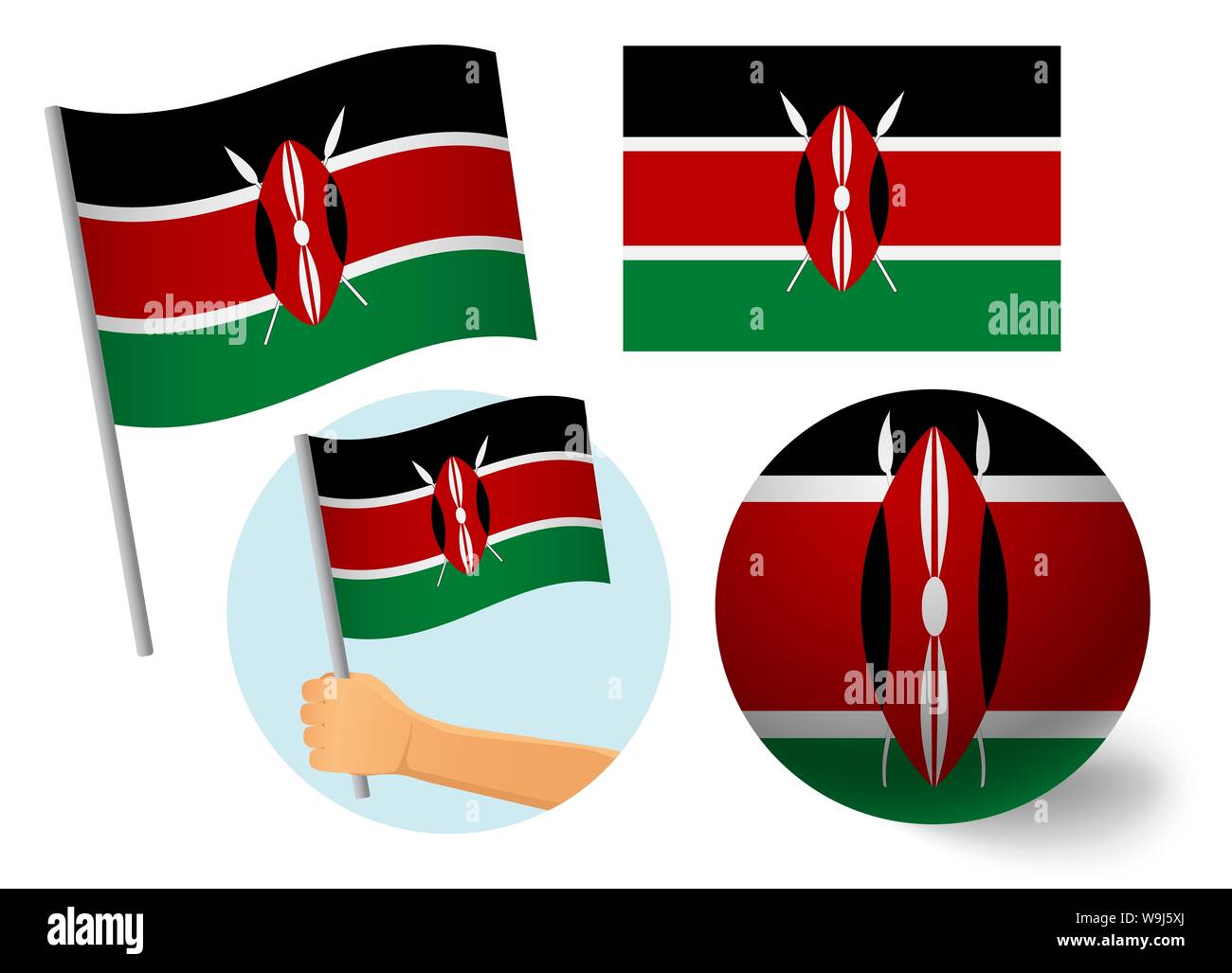 Kenya flag icon set. National flag of Kenya illustration Stock Photo ...