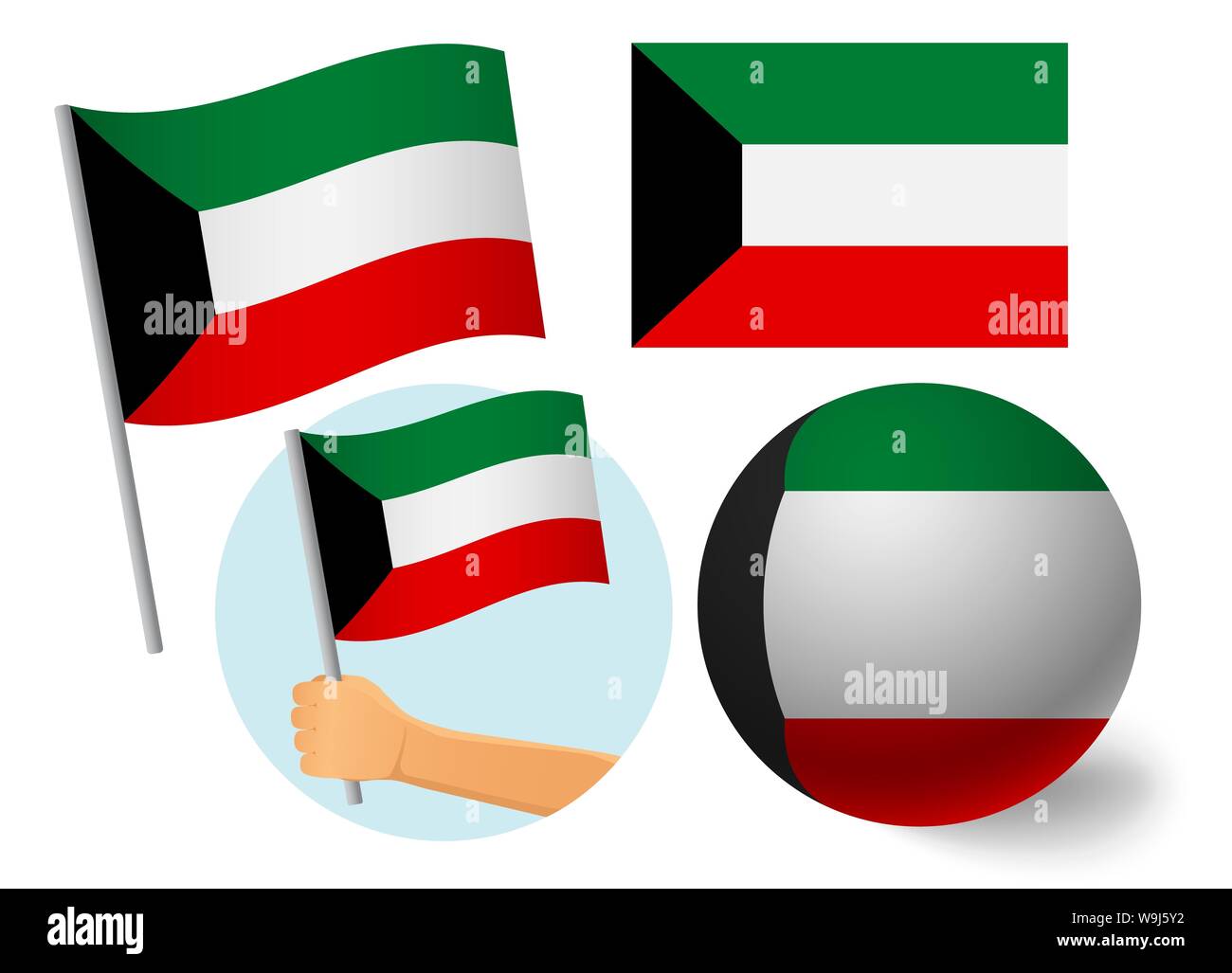 kuwait flag icon set. National flag of Kuwait illustration Stock Photo ...
